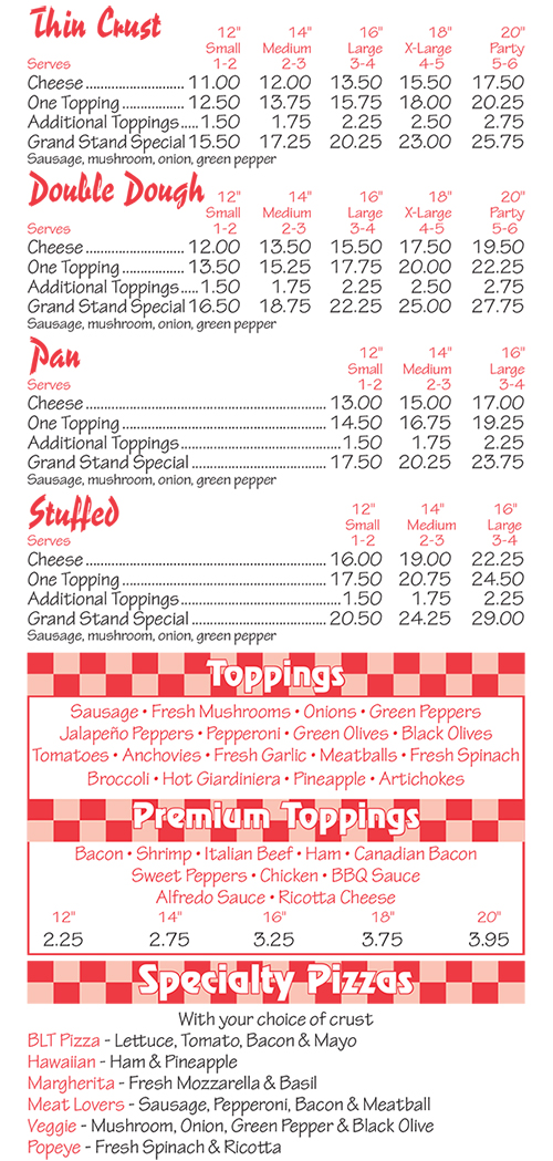 Grand Stand Pizza | Voted Chicagolands Best Thin Crust Pizza